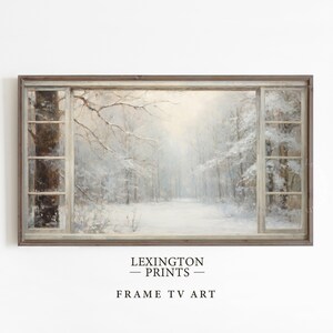 Snowy Window Winter Frame TV Art Winter Forest Wall Art Landscape ...