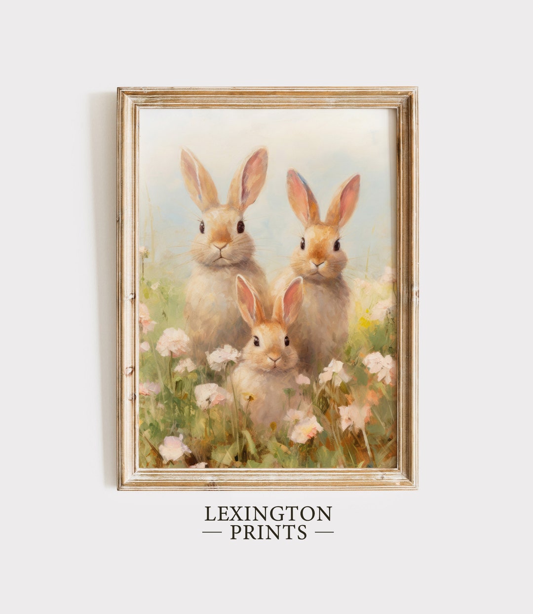 Spring Bunny Rabbit Family Vintage Spring Printable Farmhouse Decor ...