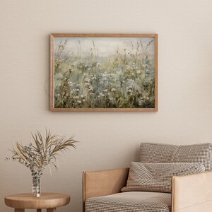 Printable Wildflower Field Landscape Vintage Painting, Moody Spring ...