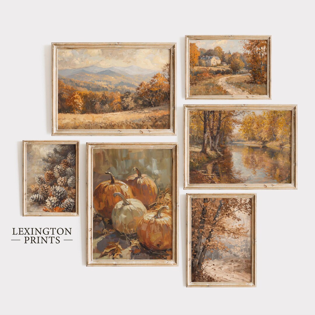 Printable Fall Gallery Wall Set of 6, Brown Fall Decor Halloween Print ...