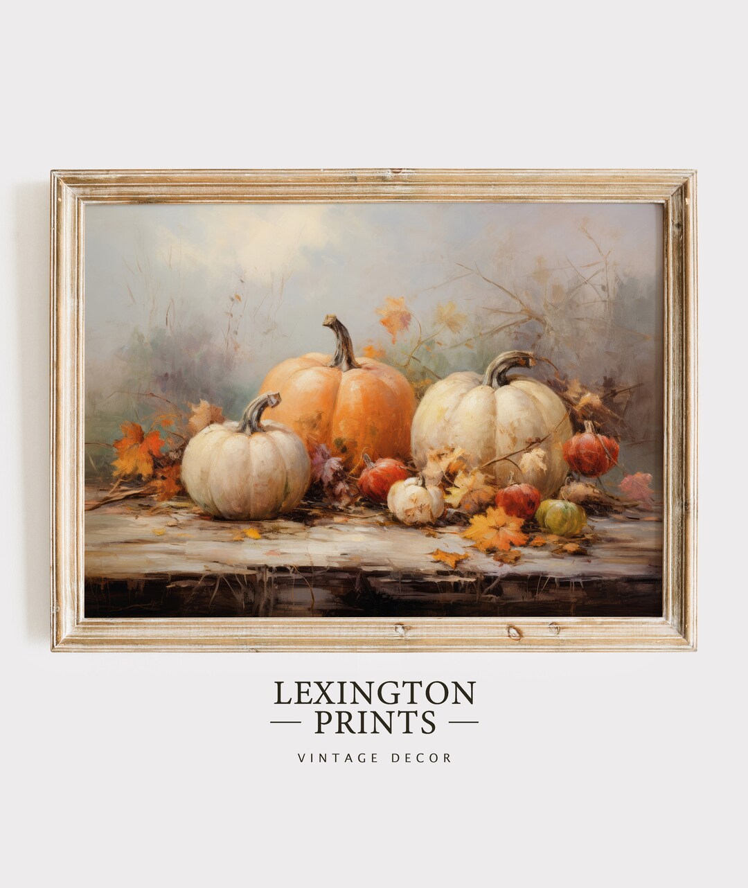 Fall Art Printable Pumpkin Still Life Oil Painting Rustic Fall Decor ...