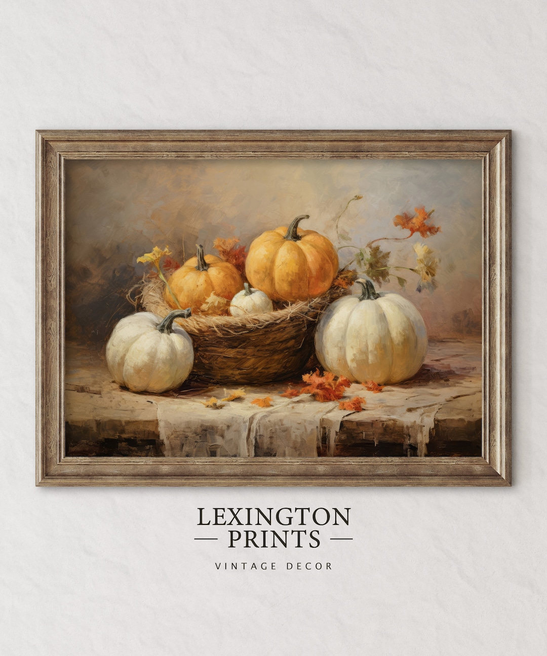 Rustic Fall Wall Decor Printable Pumpkin Still Life Painting Fall Art ...