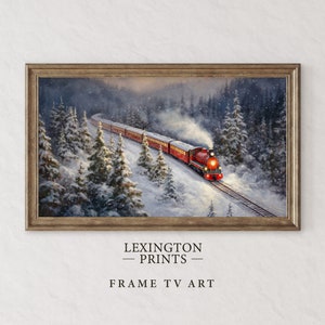 Christmas Train Art Christmas Frame TV Art Christmas Wall Art Forest ...