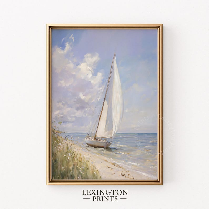 Coastal Sailboat Print, Summer PRINTABLE Wall Art, Beach Print Coastal ...
