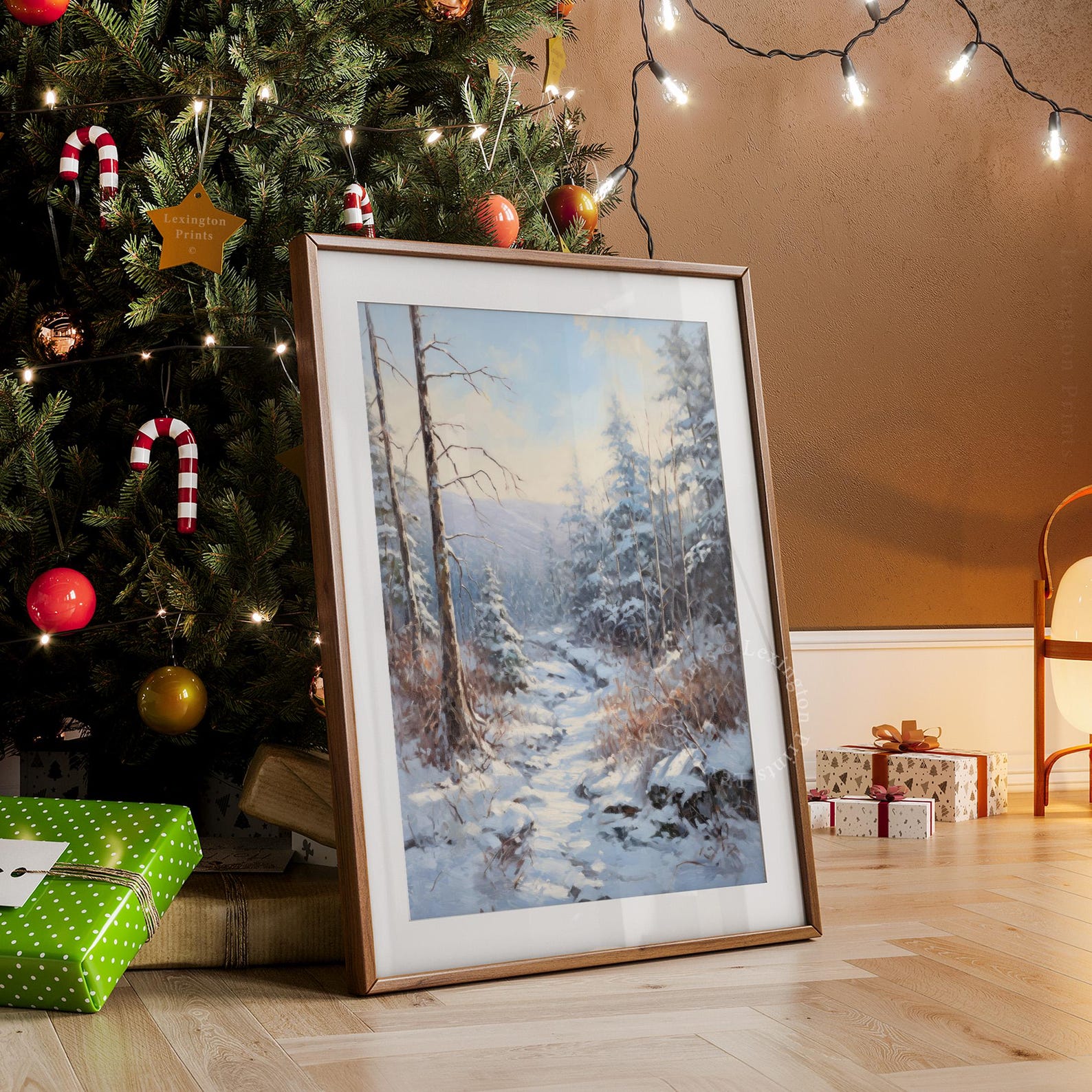 Snow Christmas Landscape Painting Christmas Wall Art Christmas Print ...