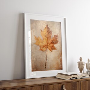 Rustic Fall Decor Wall Art Leaf Art Still Life Printable Vintage Autumn ...