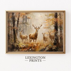Fall Wall Decor Printable Deer Painting Forest Art Painting Rustic Fall ...