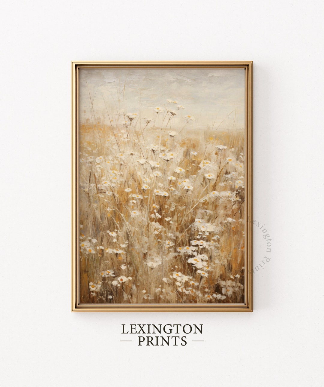 Rustic Spring Printable Wildflower Field Landscape Painting, Spring ...