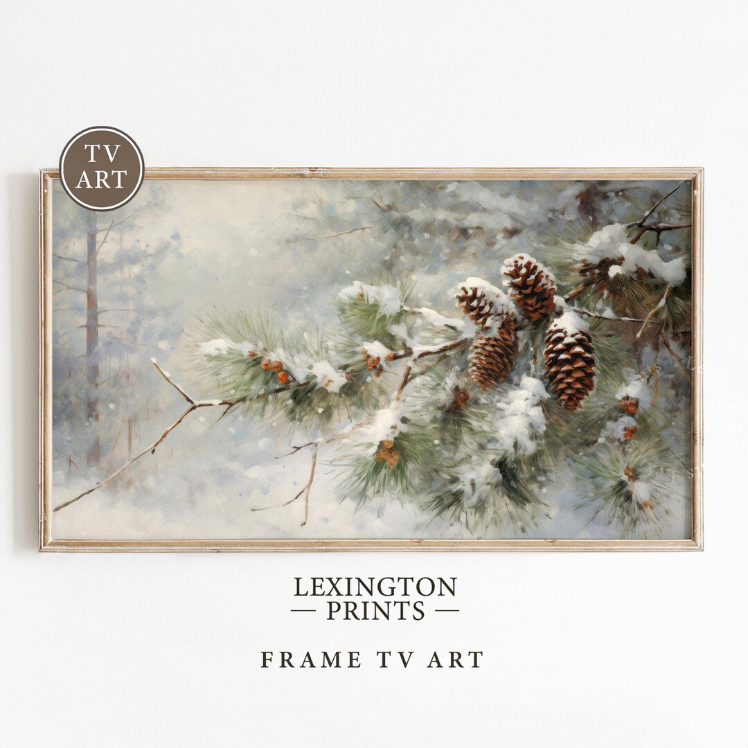 Vintage Christmas Frame TV Art Christmas Pinecone Decor Frame TV ...