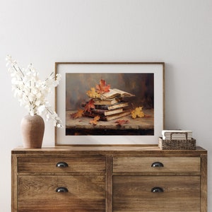 Fall Art Printable Fall Book Still Life Oil Painting Rustic Fall Decor ...