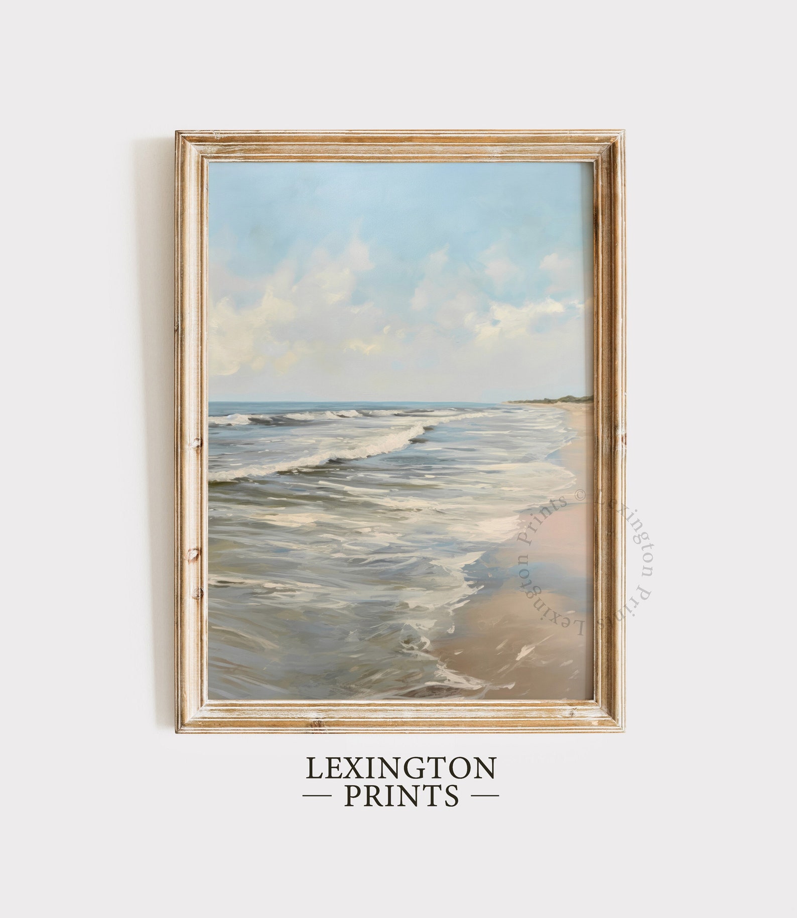 Summer Printable Beach Landscape Painting, Vintage Beach Print Coastal ...