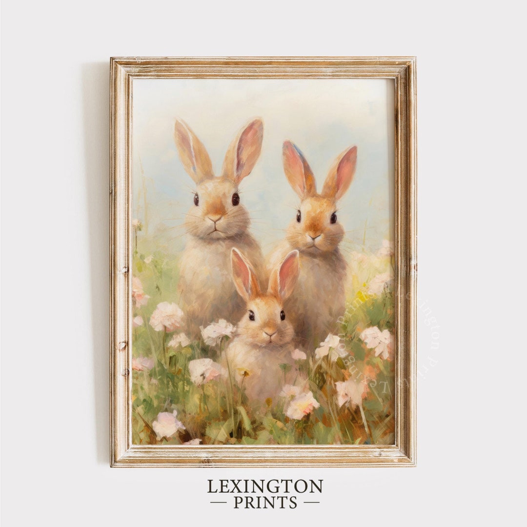 Spring Bunny Rabbit Family Spring Decor Vintage Spring Printable ...