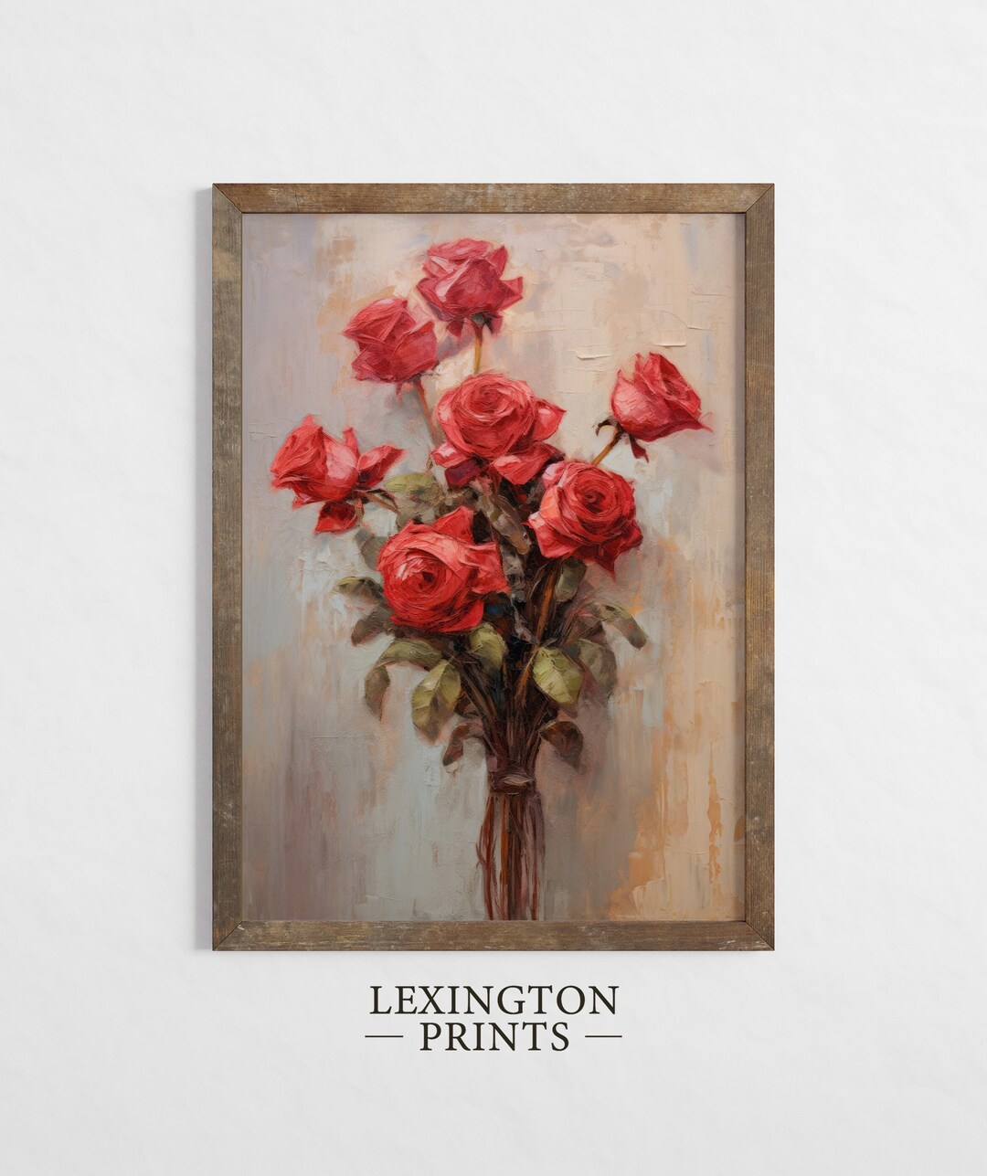 Red Roses Bouquet Art Valentines Day Decor Valentines Wall Art ...