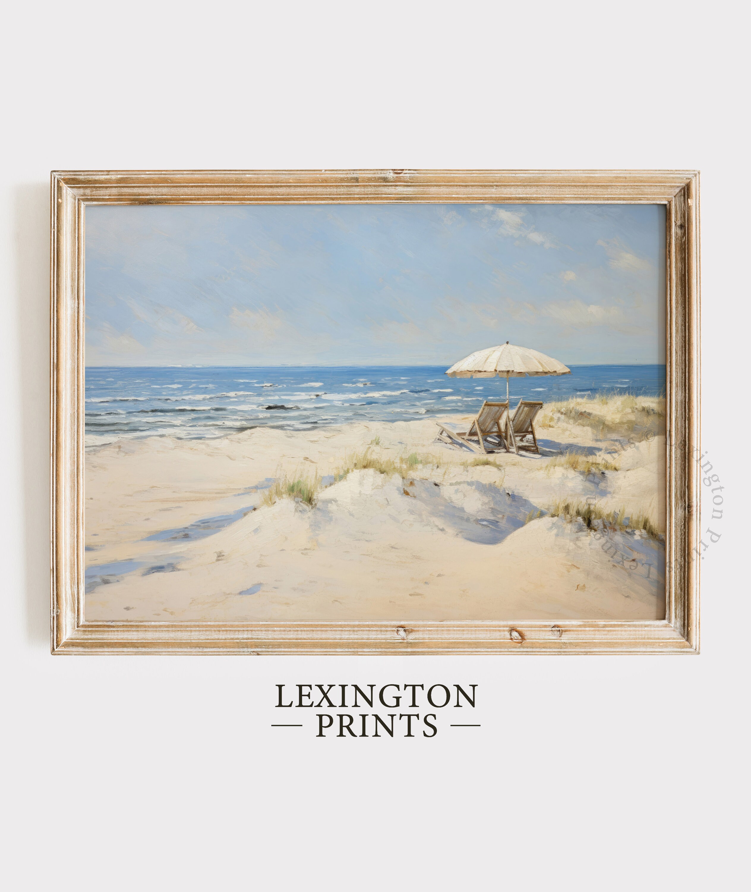 Summer Printable Beach Landscape Painting, Vintage Beach Print Coastal ...