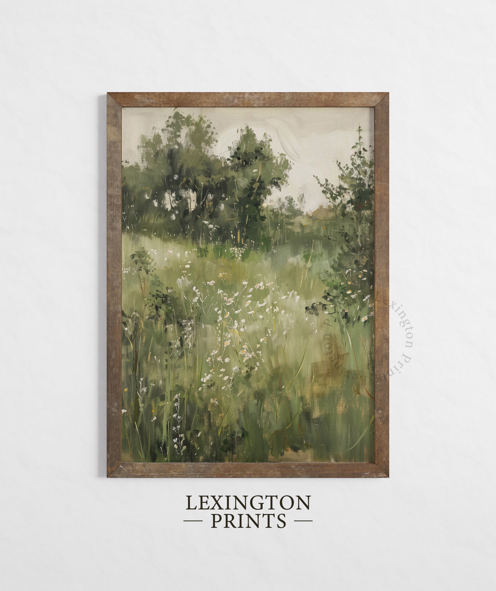 Spring Printable Wildflower Field Landscape Painting, Green Spring ...