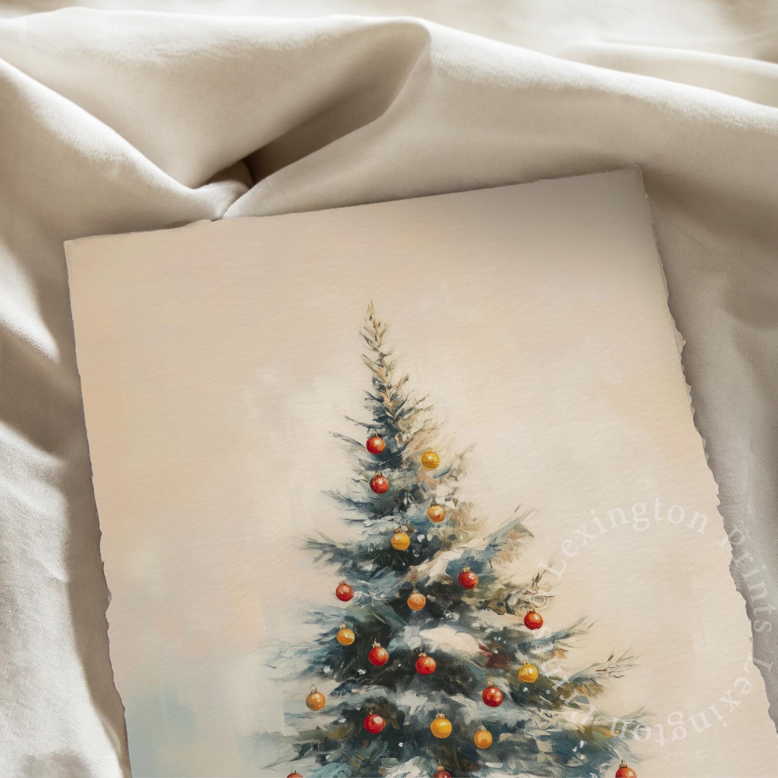 Beige Christmas Tree Print, Christmas Printable Wall Art, Neutral ...