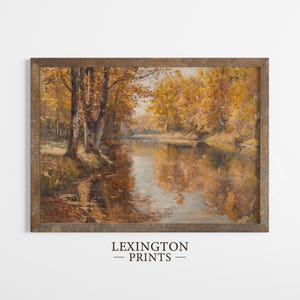 Fall Printable Forest Landscape Painting, Fall Decor Vintage Autumn ...