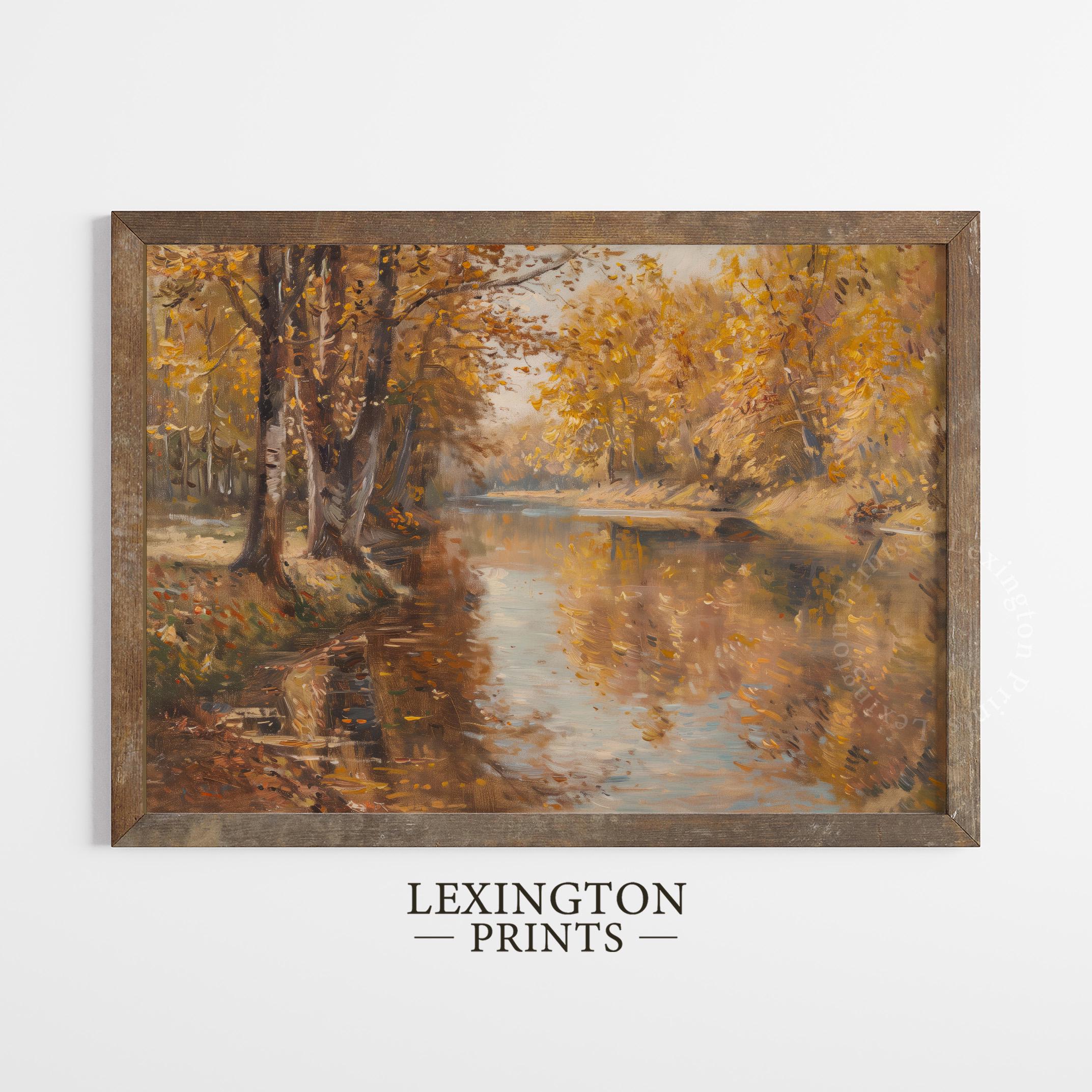 Fall Printable Forest Landscape Painting, Fall Decor Vintage Autumn ...