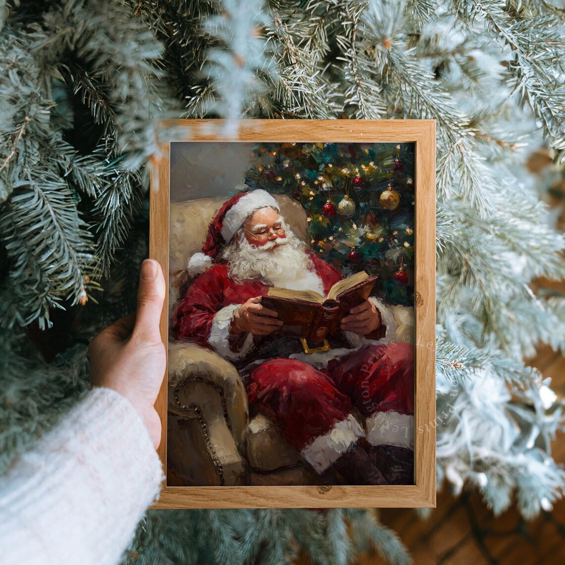 Santa Reading Book Print, Christmas Printable Wall Art, Christmas ...