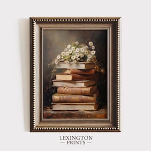 Book Stack Art Rustic Spring Wall Art Farmhouse Spring Print Spring ...