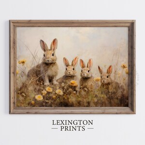 Spring Bunny Rabbits Spring Decor, Vintage Farmhouse Print, Vintage ...