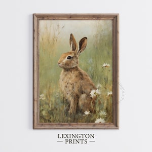 Rustic Spring Bunny Rabbit Printable, Wildflower Field Art, Vintage ...