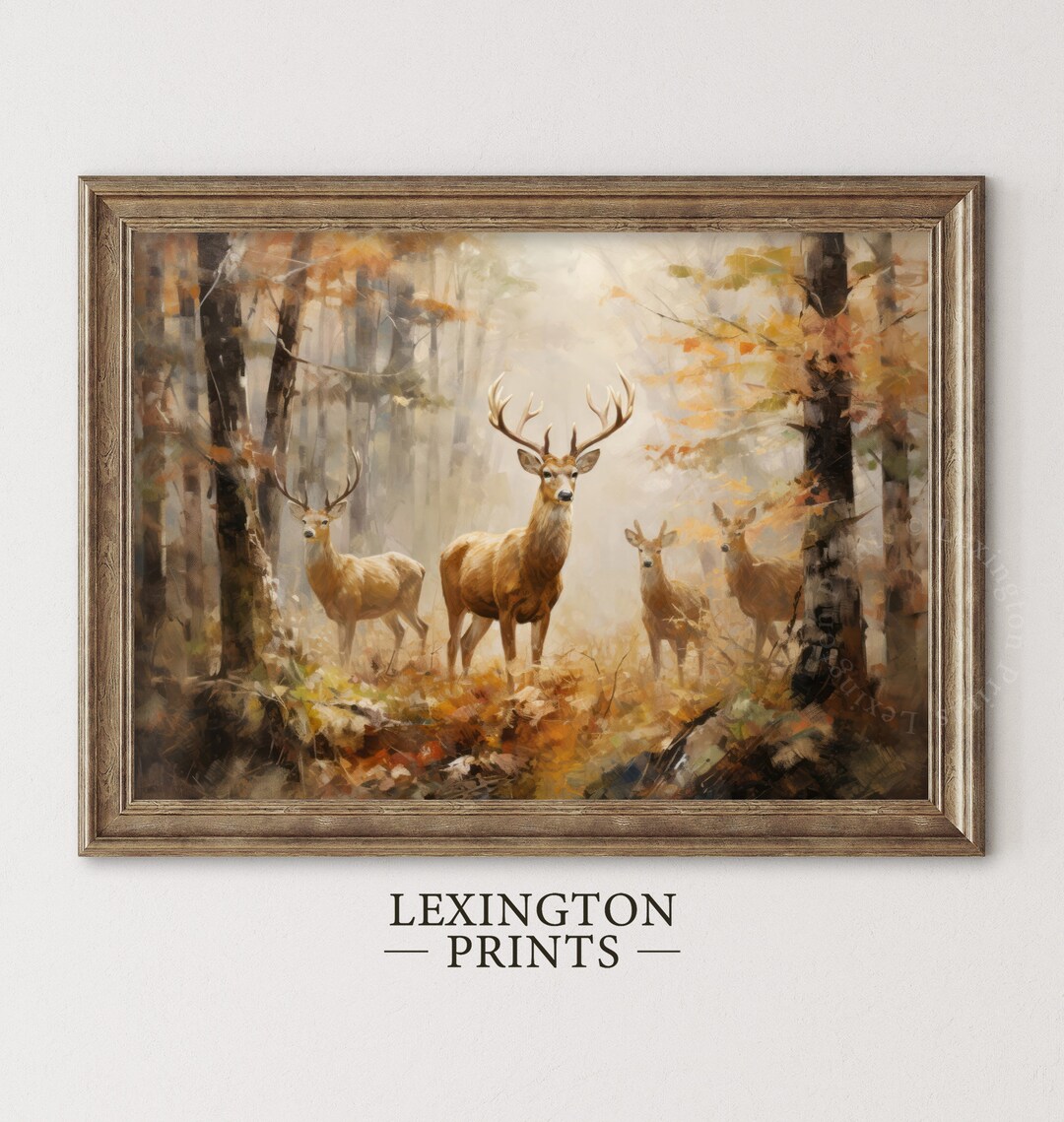 Fall Wall Decor Printable Deer Painting Forest Art Painting Rustic Fall ...