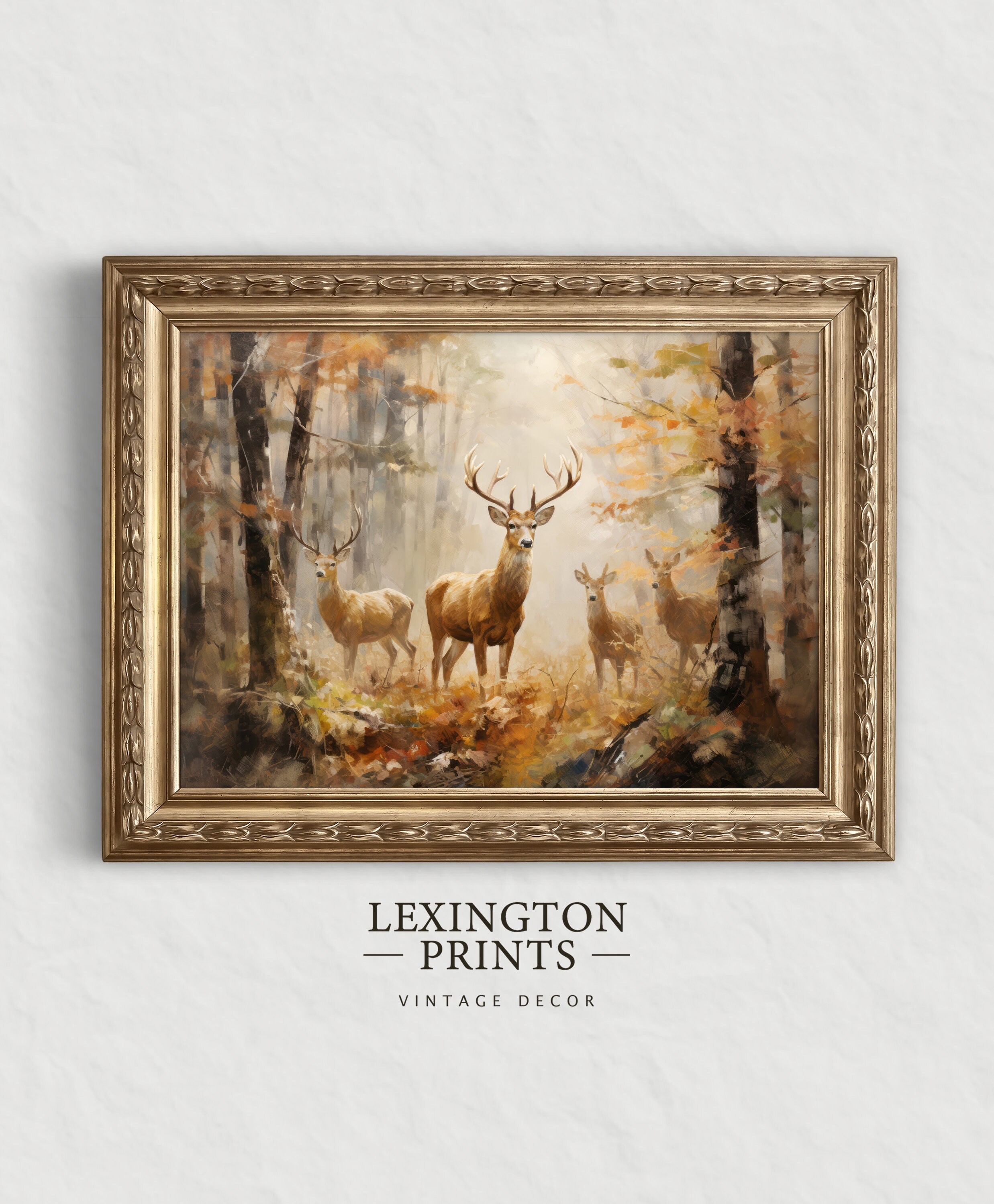 Fall Wall Decor Printable Deer Painting Forest Art Painting - Etsy