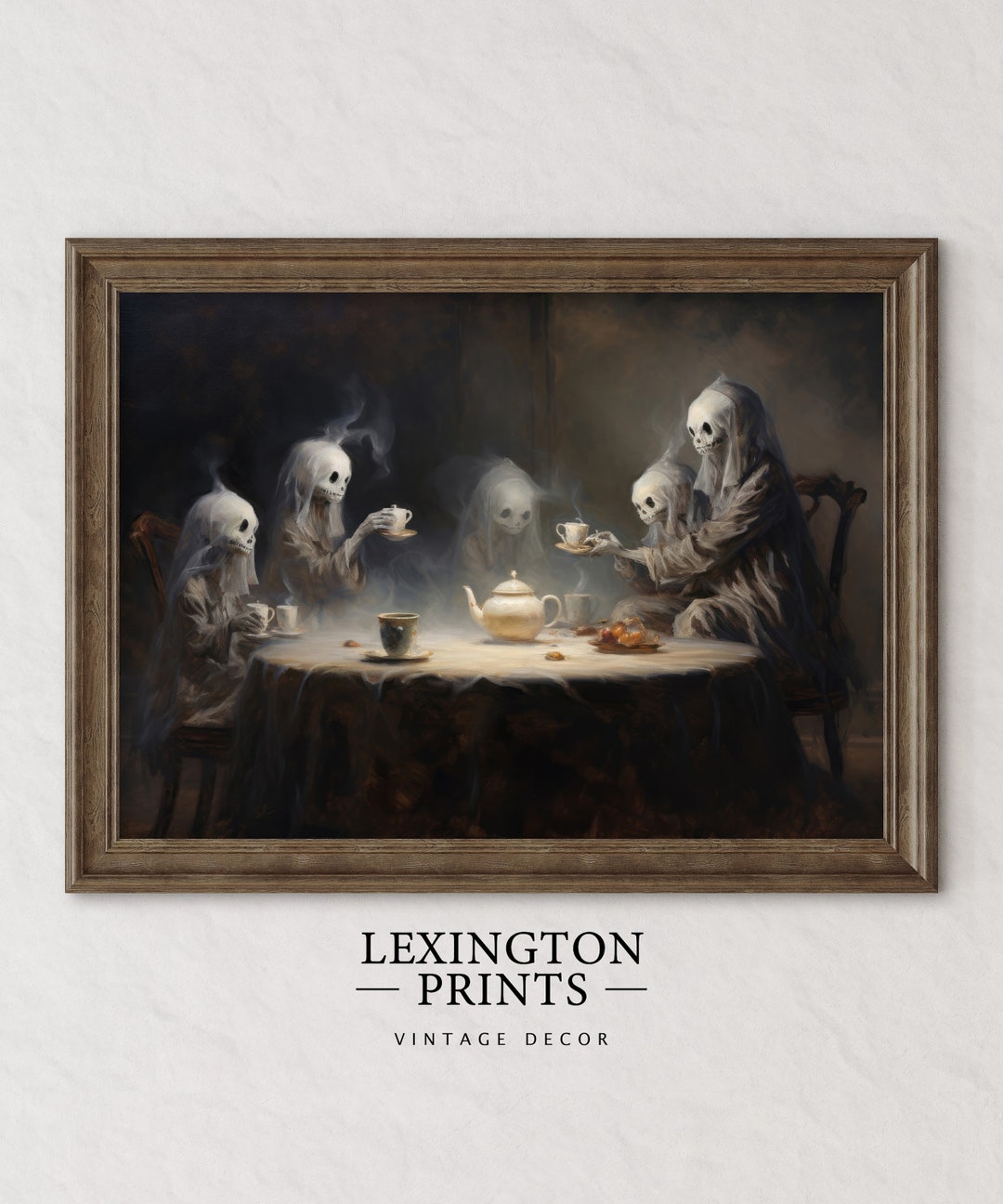 Halloween Wall Art Printable Ghost Tea Party Gothic Art Halloween Decor ...