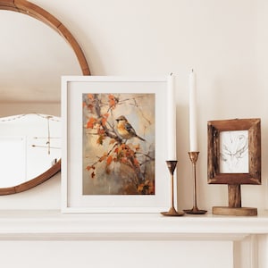 Rustic Fall Wall Decor Printable Fall Bird Art Painting Fall Decor ...