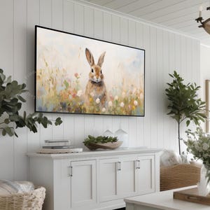Spring Bunny Rabbit Samsung Frame TV Art, Easter Bunny TV Art Frame ...
