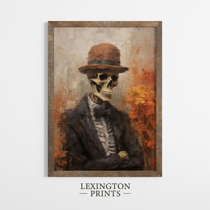 Skeleton Halloween Wall Art Skeleton Suit Printable Rustic Halloween ...