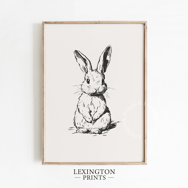 Vintage Bunny Print - Etsy