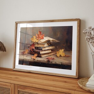 Fall Art Printable Fall Book Still Life Oil Painting Rustic Fall Decor ...