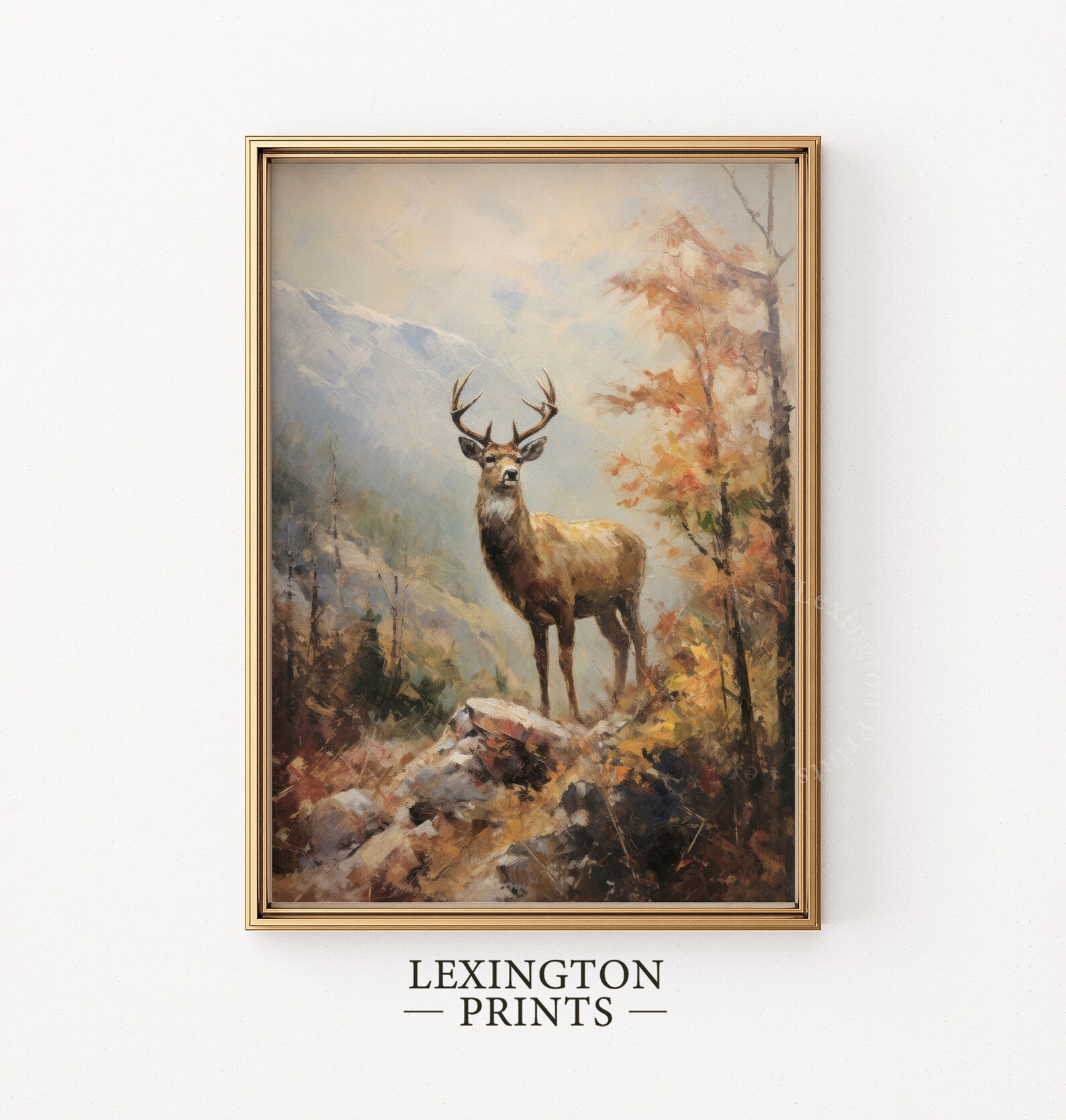 Rustic Fall Wall Art Deer Painting Fall Decor Printable Vintage Autumn ...