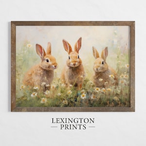 Spring Bunny Rabbits Spring Decor Vintage Spring Printable Farmhouse ...