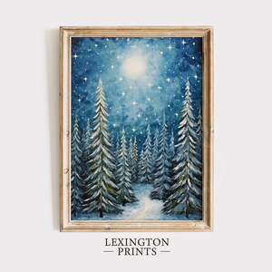 Vintage Christmas Starry Night Print Christmas Wall Art Van Gogh ...