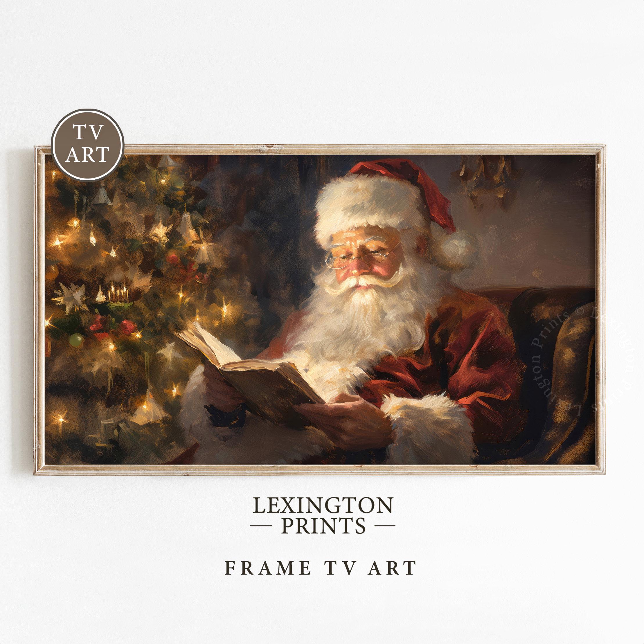 Santa Reading Book Christmas Frame TV Art Christmas Santa Christmas ...