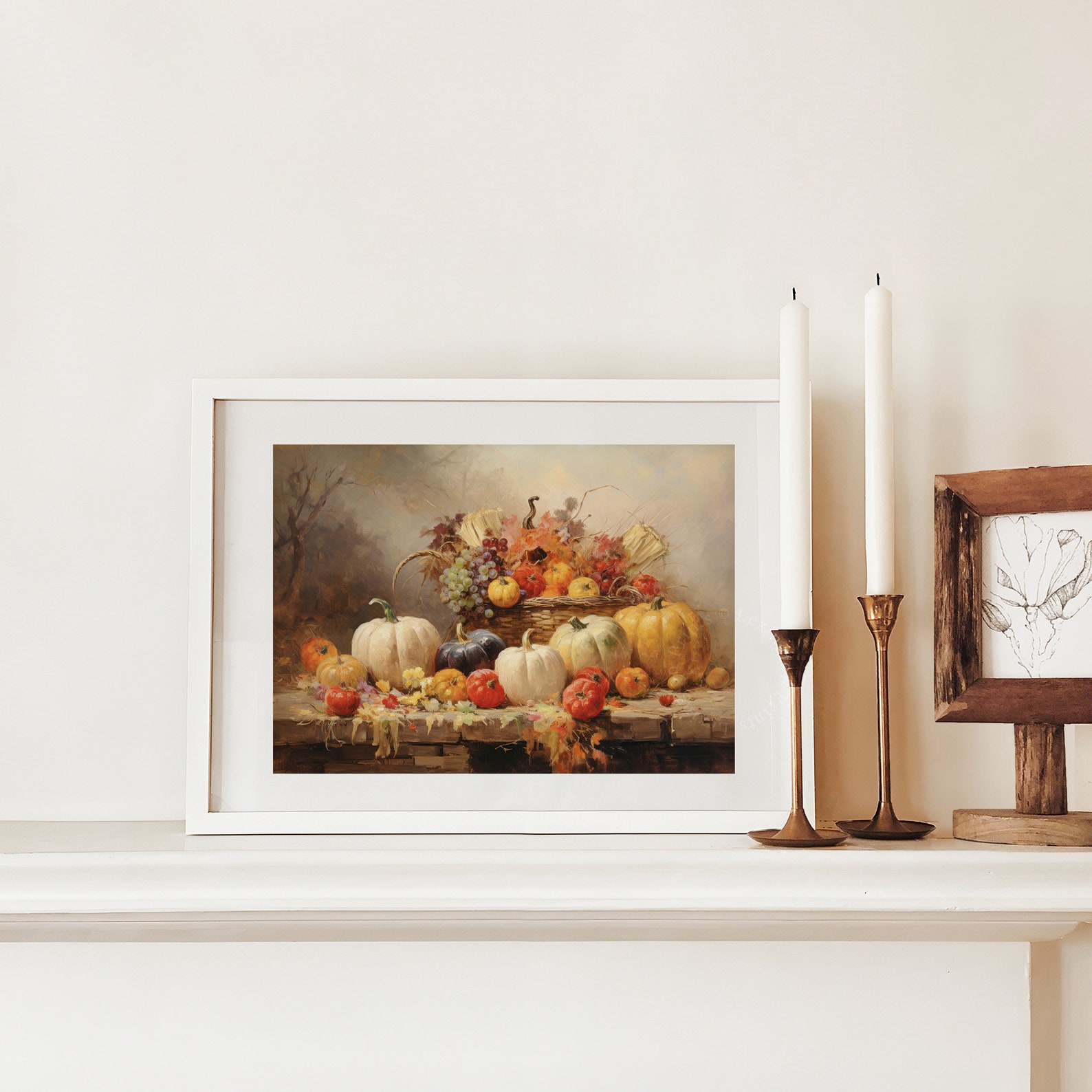 Fall Wall Decor Harvest Printable Pumpkin Painting Rustic Fall Art ...