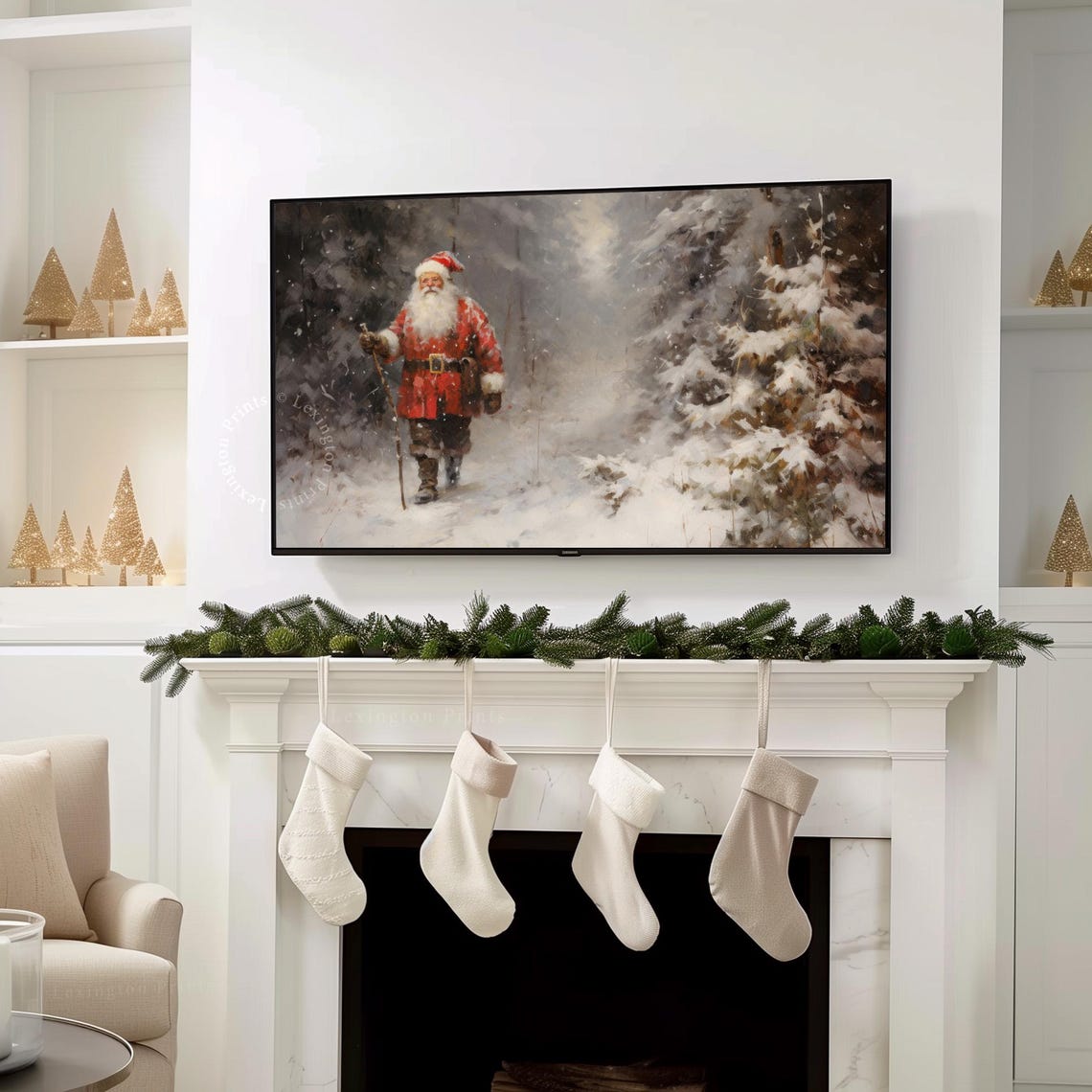 Santa Christmas Frame TV Art Christmas Santa Christmas Wall Art Winter ...