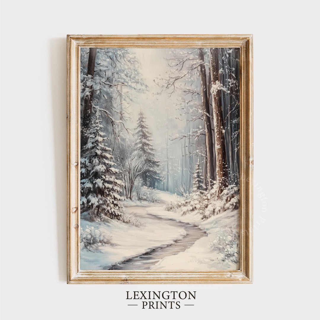 Winter Decor Landscape Print, Winter Printable Wall Art, Vintage Winter ...