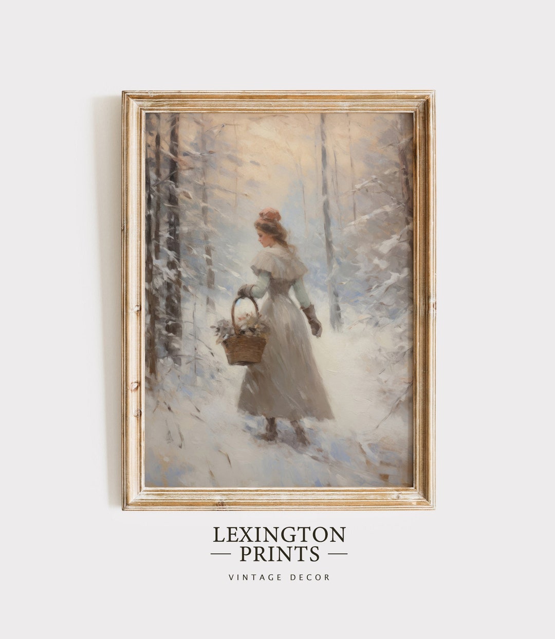 Rustic Winter Snowy Art Printable Woman Winter Forest Landscape ...