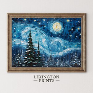 Christmas Starry Night Print Christmas Wall Art Van Gogh Art Christmas ...