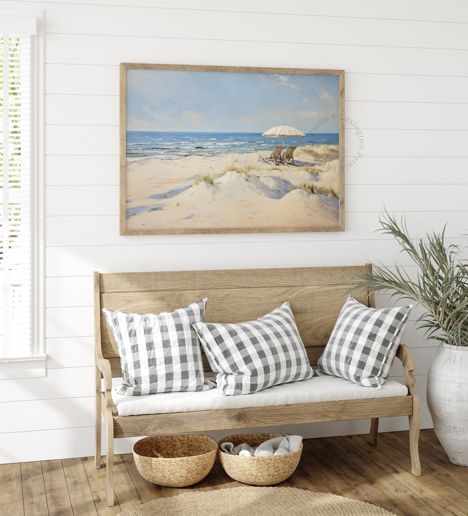 Summer Printable Beach Landscape Painting, Vintage Beach Print Coastal ...