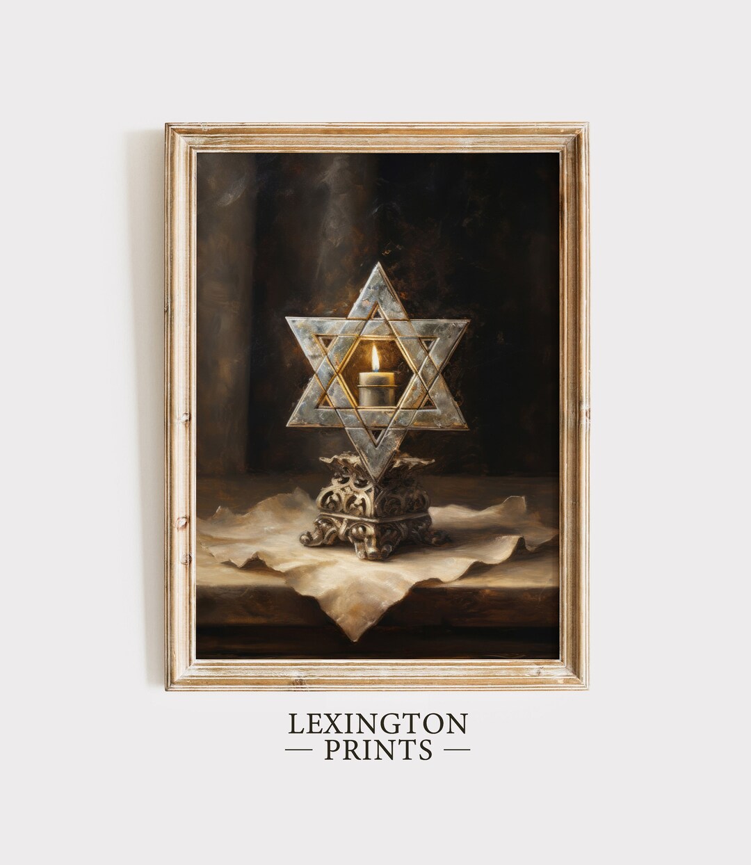 Vintage Jewish Wall Art Star of David Art Oil Painting Printable Art ...