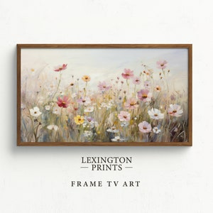 Neutral Wildflower TV Art Spring TV Art, Samsung Frame TV Art, Easter ...