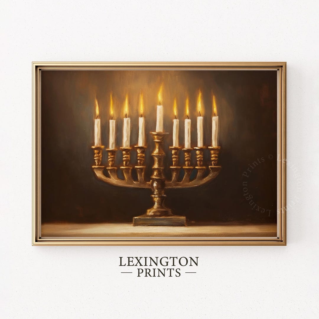 Vintage Jewish Wall Art Menorah Art Printable Art Jewish Print Oil ...