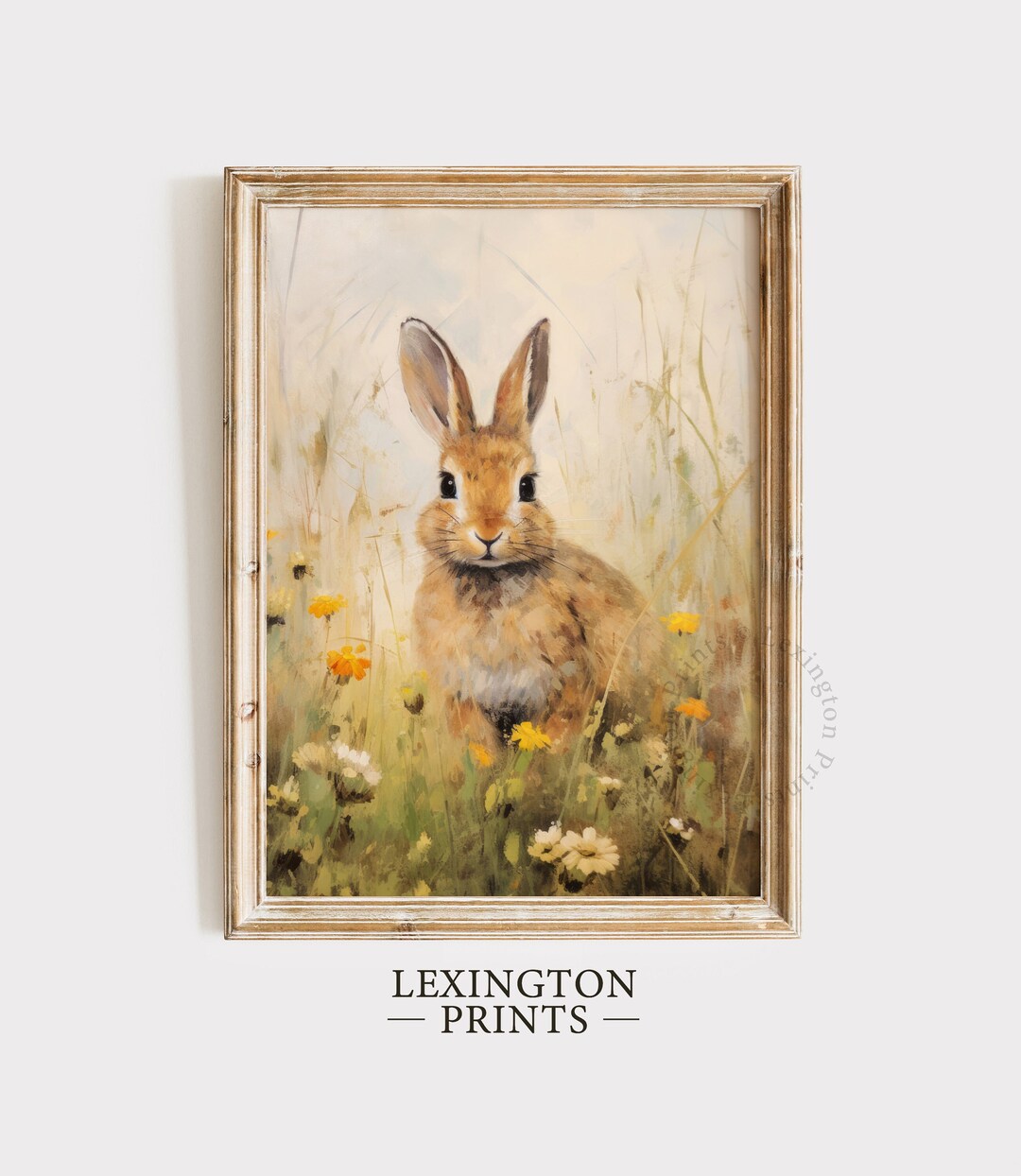 Spring Bunny Rabbit Printable, Wildflower Field Art Easter Print ...
