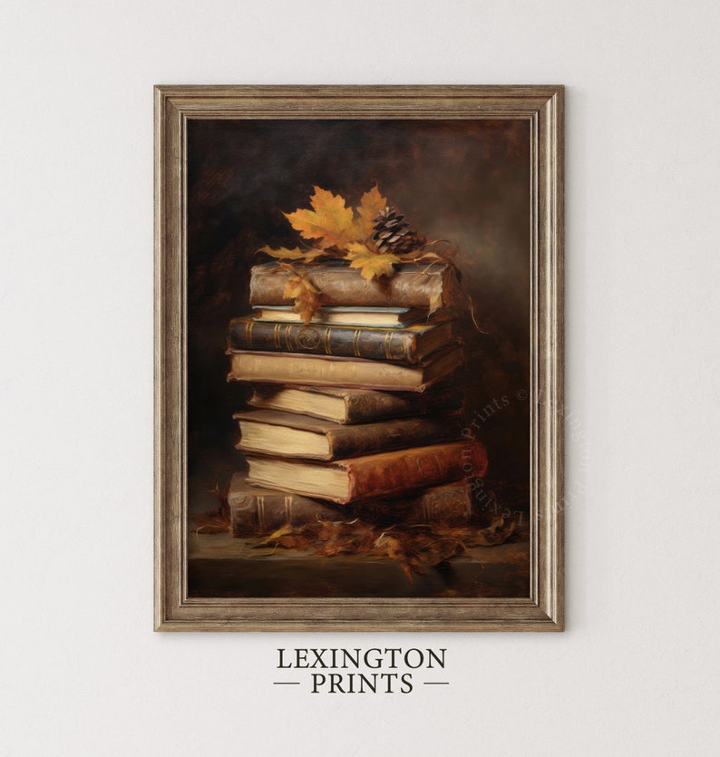 Rustic Fall Decor Wall Art Book Art Still Life Printable Vintage Autumn ...