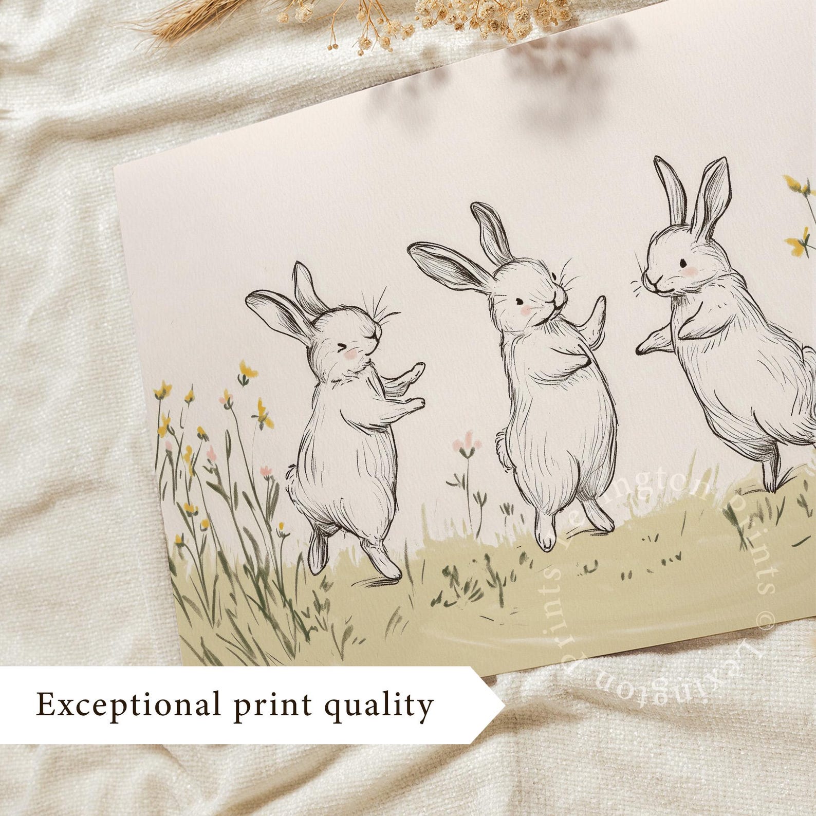 Pastel Dancing Bunny Print, Nursery PRINTABLE Wall Art, Bunny Wall Art ...